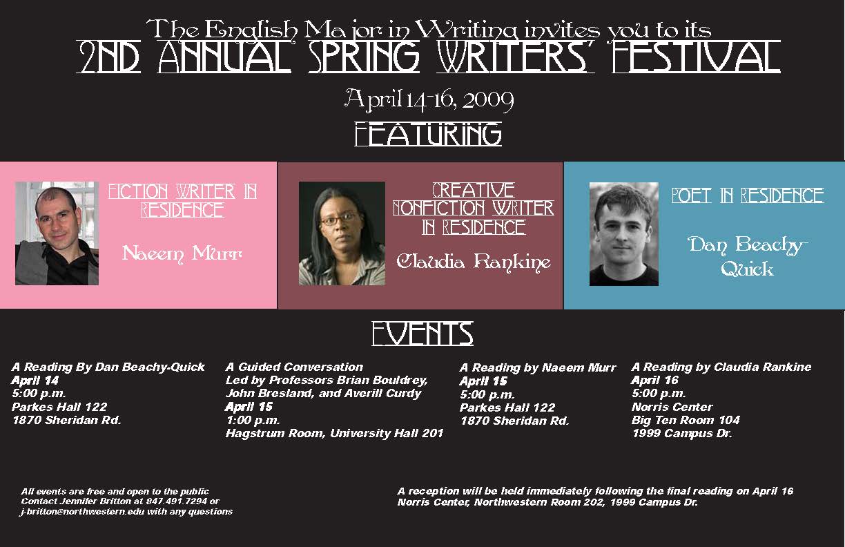 Annual Writers Festival: Department of English - Northwestern University